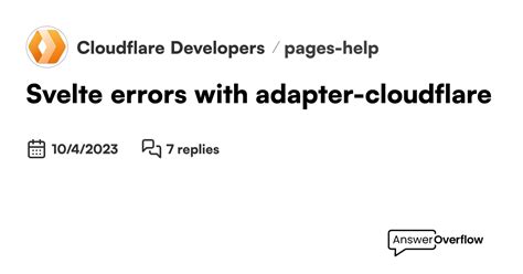 svelte errors with adapter cloudflare cloudflare developers