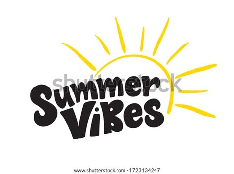 손으로 쓴 텍스트 Summer Vibes와 태양 스톡 벡터로열티 프리 1723134247