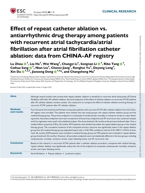 Pdf Effect Of Repeat Catheter Ablation Vs Antiarrhythmic Drug Therapy Among Patients With