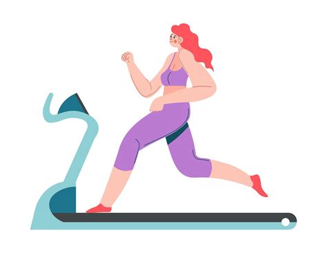 Woman Running On Treadmill Workout And Exercises 17732204 Vector Art At Vecteezy