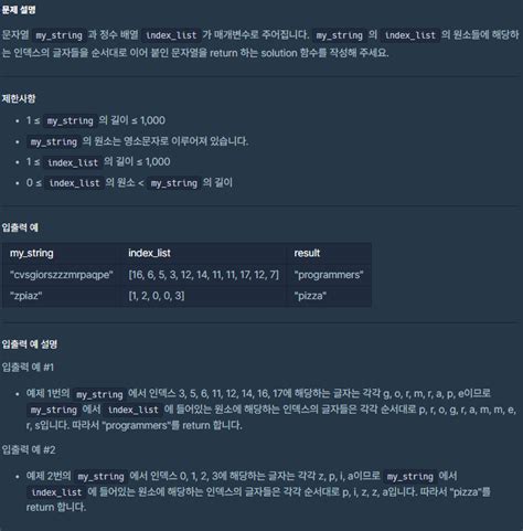 Javascript Programmers 글자 이어 붙여 문자열 만들기 Lv0 Javascript Programmers 글자 이어 붙여 문자열 만들기 Lv0