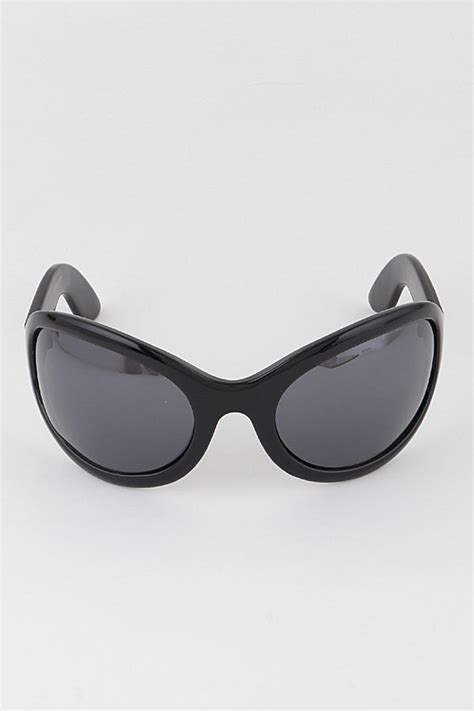 90s Deadstock Ultra Curved Round Bug Eye Sunglasses Black Etsy