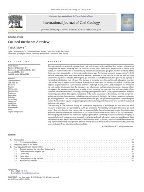 Coalbed Methane A Review Pdf Coalbed Methane Archaea