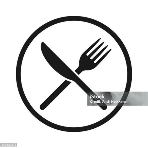 포크와 나이프는 아이콘 로고를 교차 플랫 쉐이프 레스토랑 또는 카페 장소 표지판 가로 질러 기구 주방 및 식당 메뉴 버튼 기호