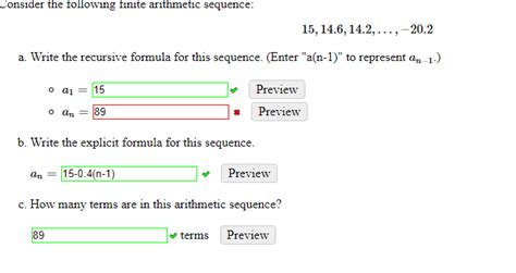 Solved Consider The Following Finite Arithmetic Sequence
