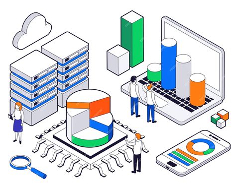 빅 데이터 과학 분석 아이소 메트릭 구성 무료 벡터