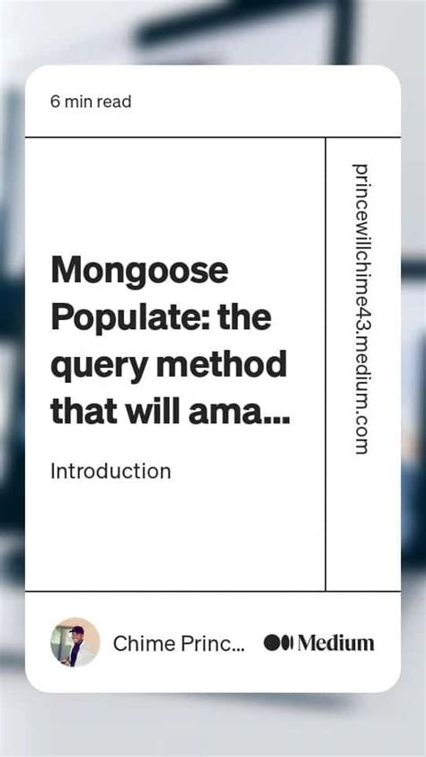 New Article On Mongoose Populate Query Method Princewill Chime Posted