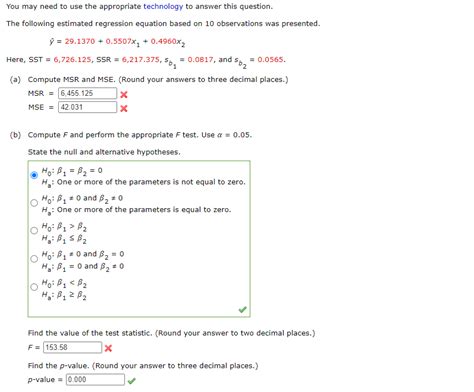 Solved The Following Estimated Regression Equation Based On