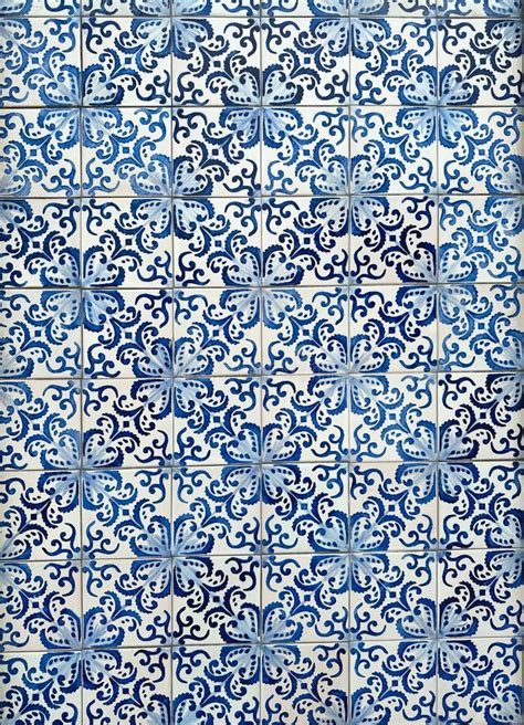 Intricate Blue And White Ceramic Tile Pattern Traditional Portuguese Ornament Decorative