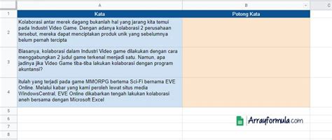 Ambil Kata Atau Memotong Kata Dengan REGEX Di Google Sheets Arrayformula