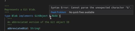 Syntax Error Cannot Parse The Unexpected Character And · Issue 148