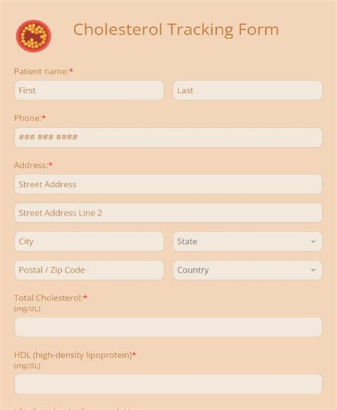 Free Online Cholesterol Tracking Form Template 123formbuilder
