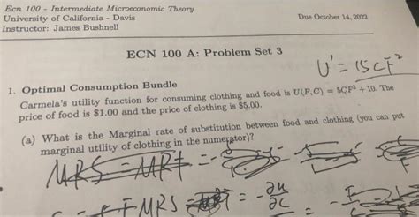 Solved 1 Optimal Consumption Bundle Carmelas Utility