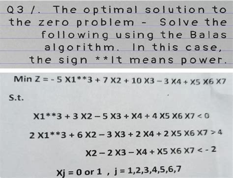 Q3 The Optimal Solution To The Zero Problem
