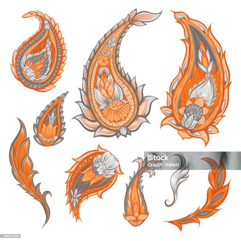 페이즐리 패턴 세트 흰색 배경에 부족 꽃 요소의 컬렉션 벡터 인디언 꽃 장식 패션에 대한 스톡 벡터 아트 및 기타 이미지 패션 패턴 페르시아 문화 Istock