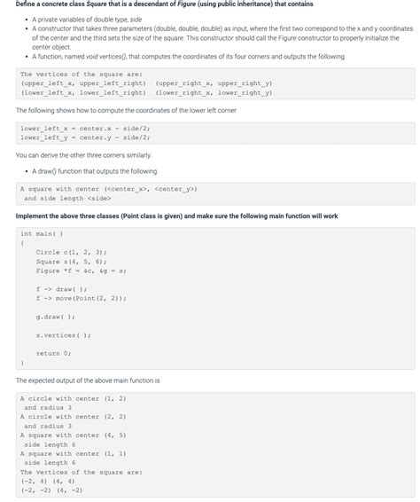 Solved Given The Following Class Point You Can Also