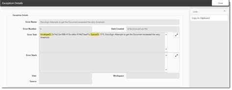 Viewing Docusign Exception Errors