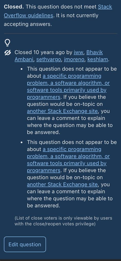 Close Reason This Question Does Not Appear To Be About A Specific