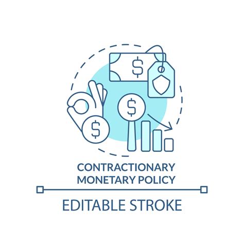 Contractionary Monetary Policy Turquoise Concept Icon Government And Inflation Abstract Idea