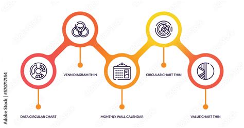 Set Of Business And Analytics Outline Icons With Infographic Template Thin Line Icons Such As