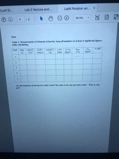 Lab 9 Rotational Motion And Moment Of Inertia Chegg Com
