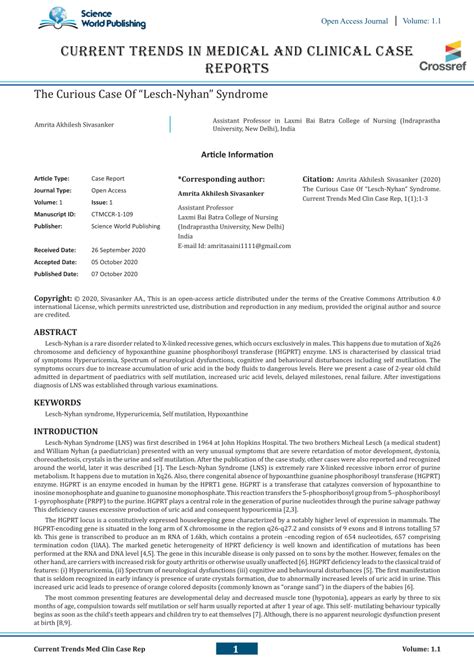 Pdf Lesch Nyhan