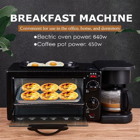 Hlv 3 In 1 Multi Function Electric Oven Breakfast Machine Coffee Maker Breakfast Maker Glass