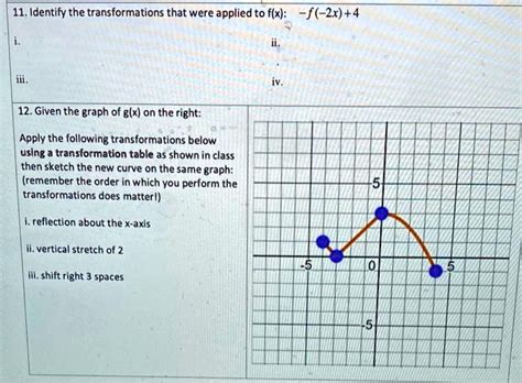 11 Identify The Transformations That Were Applied To F X F 2x 4 I Ii Iii Iv 12