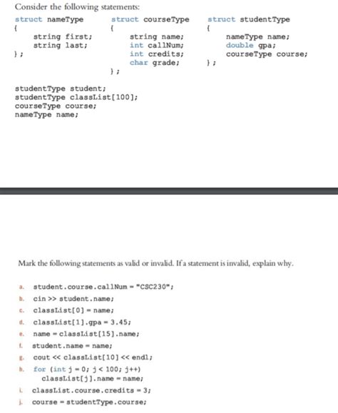 Solved Consider The Following Statements Struct Nametype