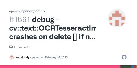 debug cv text ocrtesseractimpl run crashes on delete [] if no text