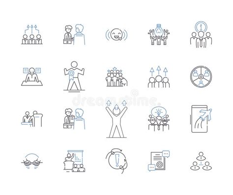 Team Management Outline Icons Collection Teamwork Cooperation Organization Leadership