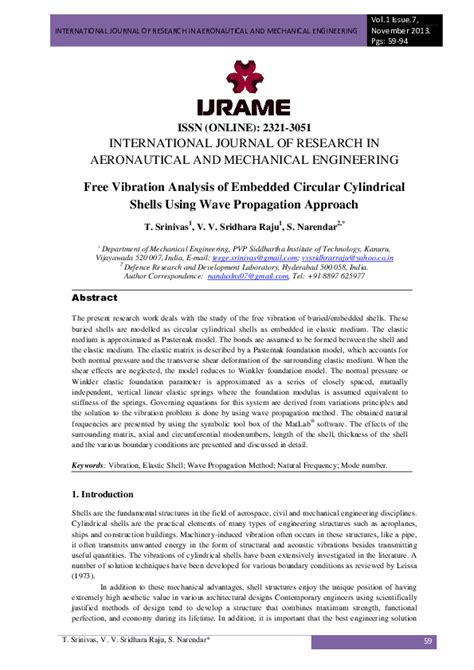 Pdf Free Vibration Analysis Of Embedded Circular Cylindrical Shells