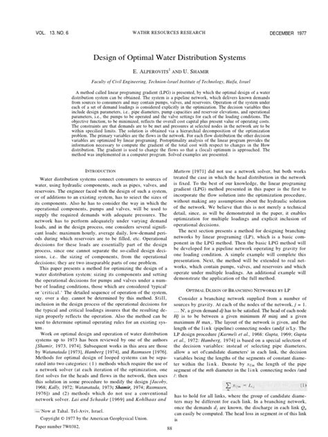 Pdf 1977 Design Of Optimal Water Distribution Systems Dokumen Tips
