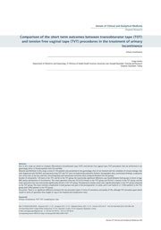 Comparison Of The Short Term Outcomes Between Transobturator Tape TOT And Tension Free Vaginal