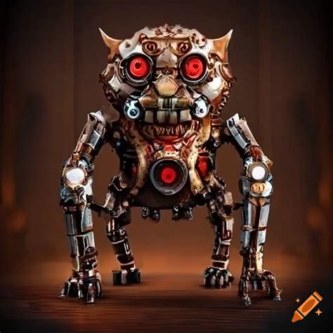 Scary Steampunk Alligator Robot With Red Eyes On Craiyon