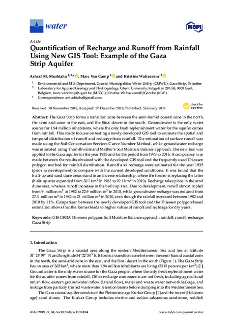 Pdf Quantification Of Recharge And Runoff From Rainfall Using New Gis