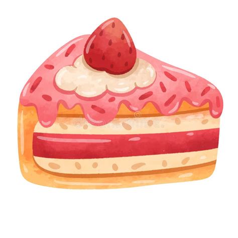 Cartoon Cake Illustration Vector Slice Cake Clip Art In Hand Drawn