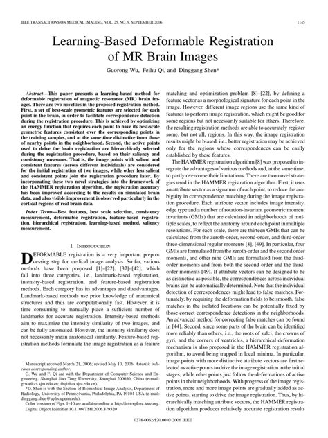 Pdf Learning Based Deformable Registration Of Mr Brain Images
