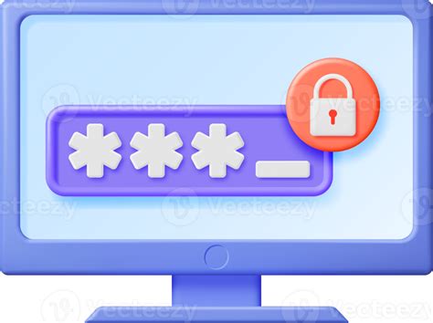 3d Computer With Shield Lock And Password 35714623 Png