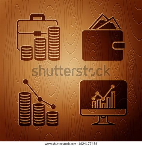 Set Computer Monitor Graph Chart Briefcase Stock Vector Royalty Free Shutterstock