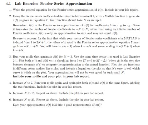Lab Exercise Fourier Series Approximation Chegg