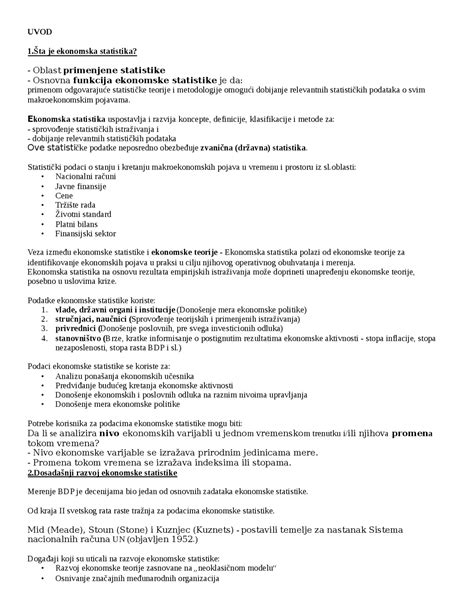 Ekonomska Statistika Skripta Rezime Predlog Ekonomska Statistika