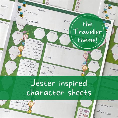 Critical Role Jester Character Sheet Dnd 5e Rpg Journal Pdf Etsy