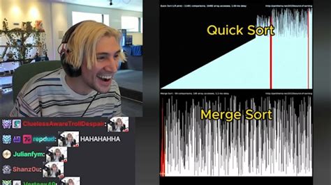 xqc reacts to sorting algorithms youtube