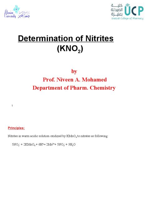 Lab 11 Determination Of Sod Nitrite Pdf