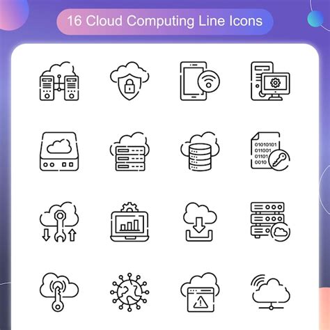Premium Vector Cloud Computing Vector Outline Icon Set