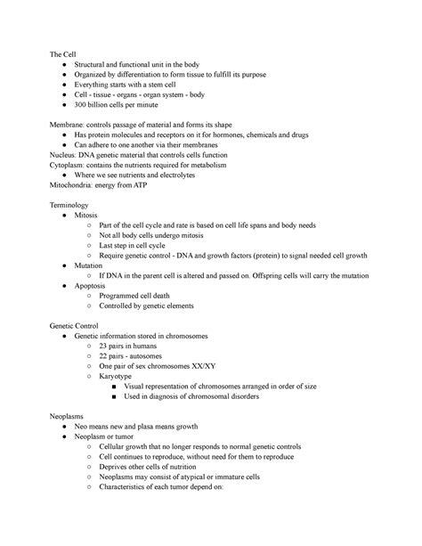 Normal And Abnormal Cell Growth The Cell Structural And Functional Unit In The Body Organized