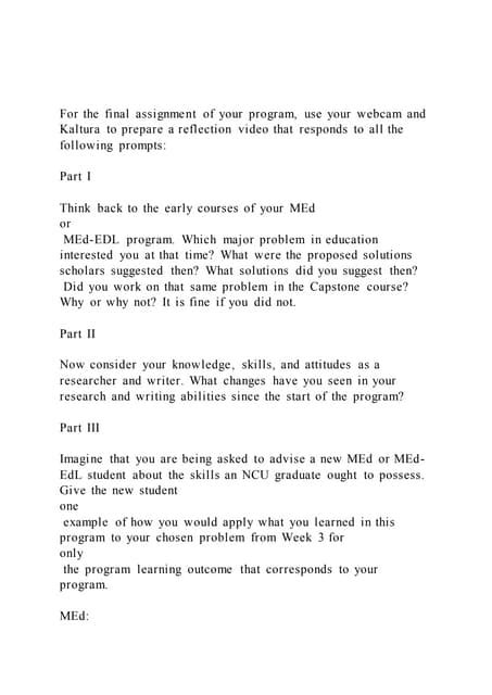 For The Final Assignment Of Your Program Use Your Webcam And Ka Docx