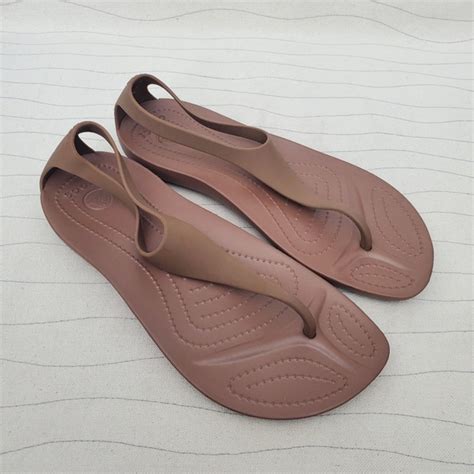 Crocs Shoes Crocs Womens Sexi Flip Flop Thong Milk Chocolate Brown Serena Sandals Rare Sz 7