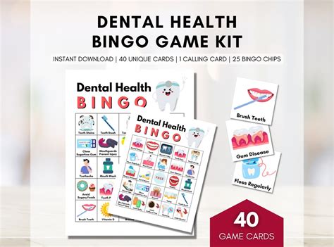 Dental Bingo Game Oral Hygiene Bingo Health Games Patient Education